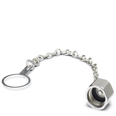 M12 metal sealing cap with fixing chain, for unoccupied M12 connectors ...